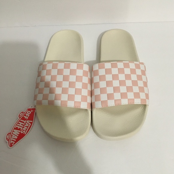 Vans | Shoes | Vans Womens Slide Sandals Pink White Checkered | Poshmark